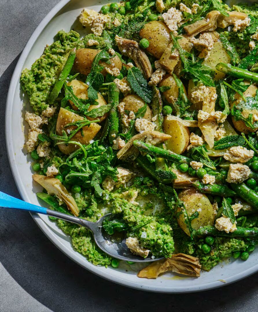 Whipped Pea, Artichoke & Za’atar with New Potatoes Recipe