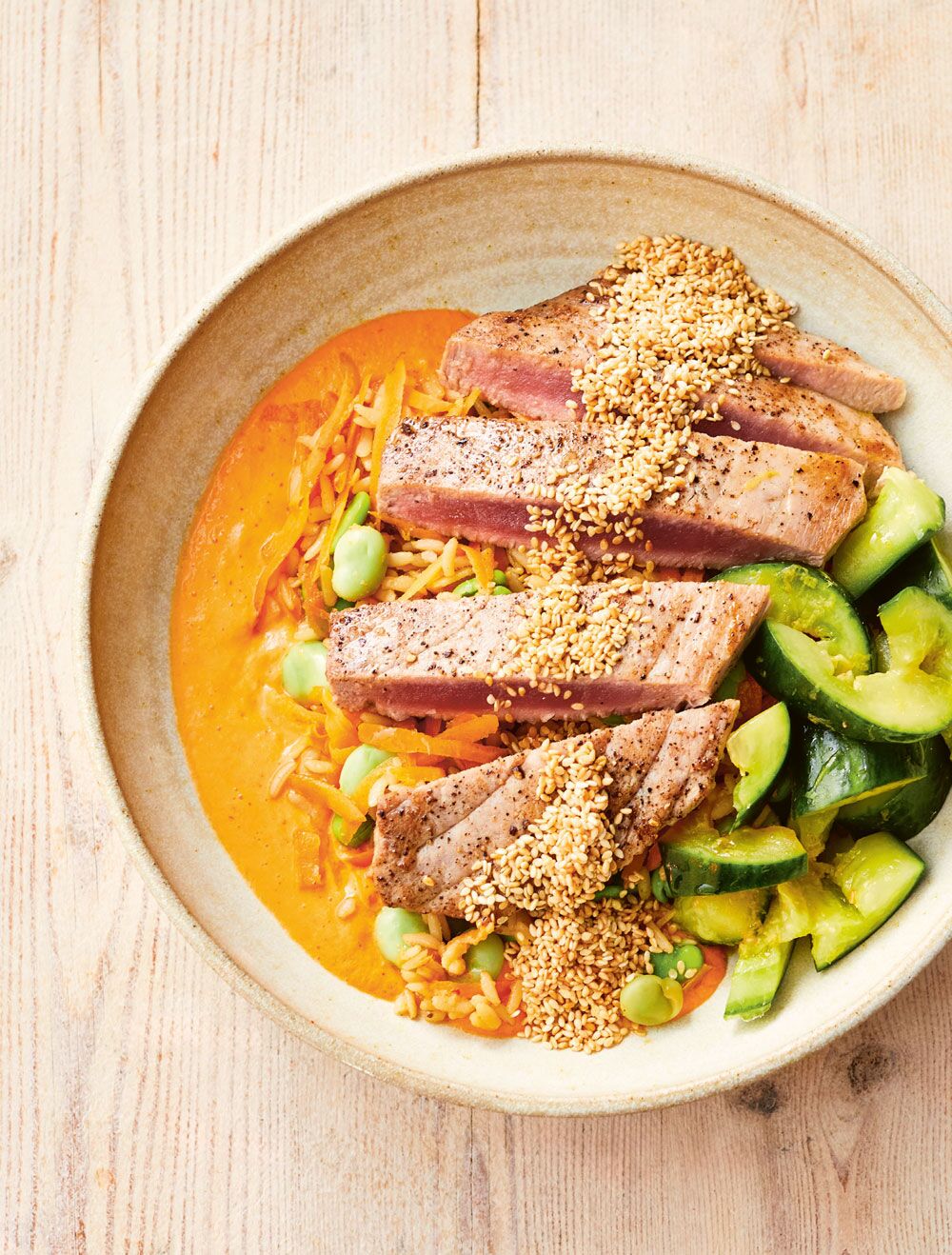 Jamie Oliver's Seared Tuna Kimchi Bowl Recipe | Eat Yourself Healthy ...