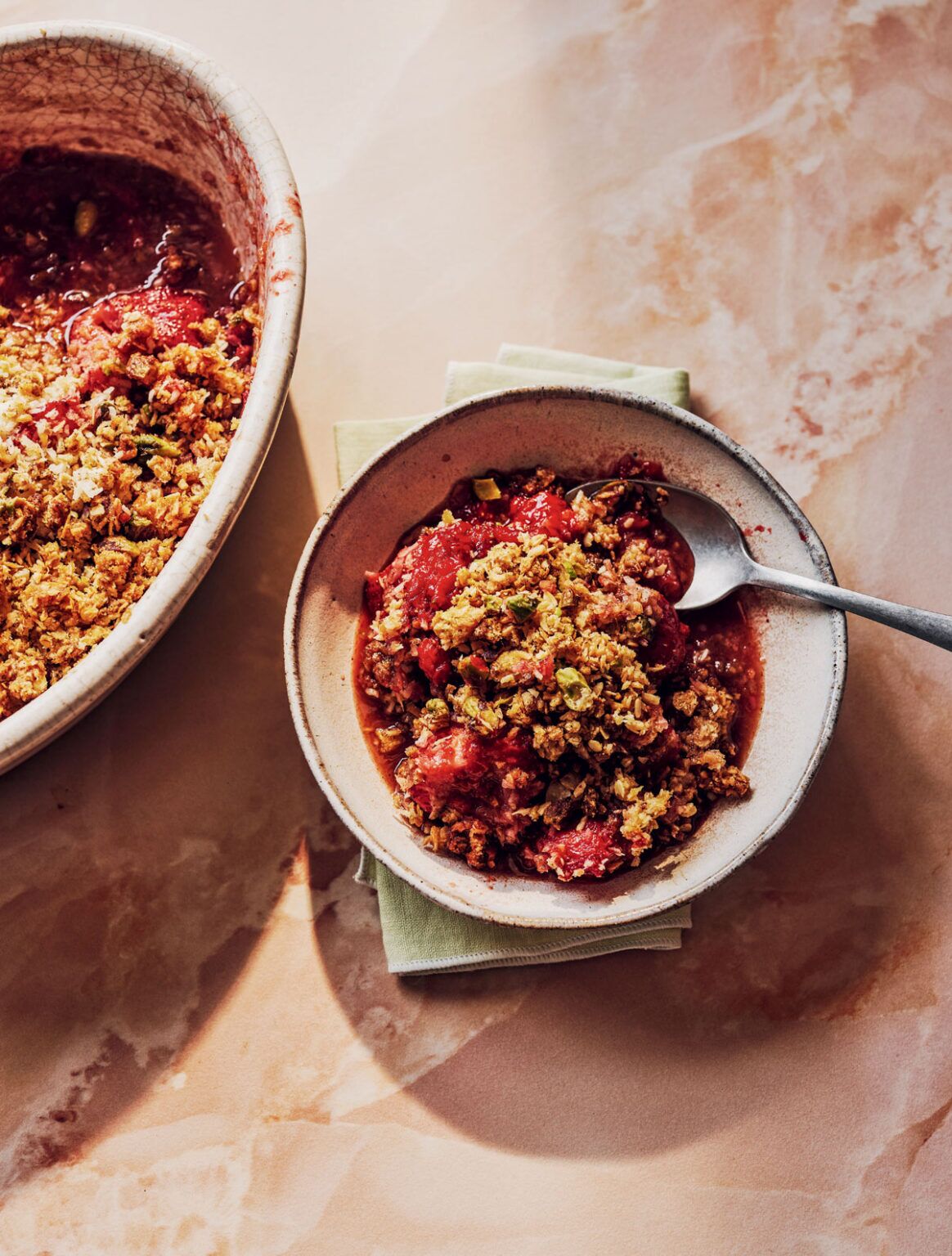 Coconut and Pistachio Strawberry Crumble Recipe | Easy Dessert